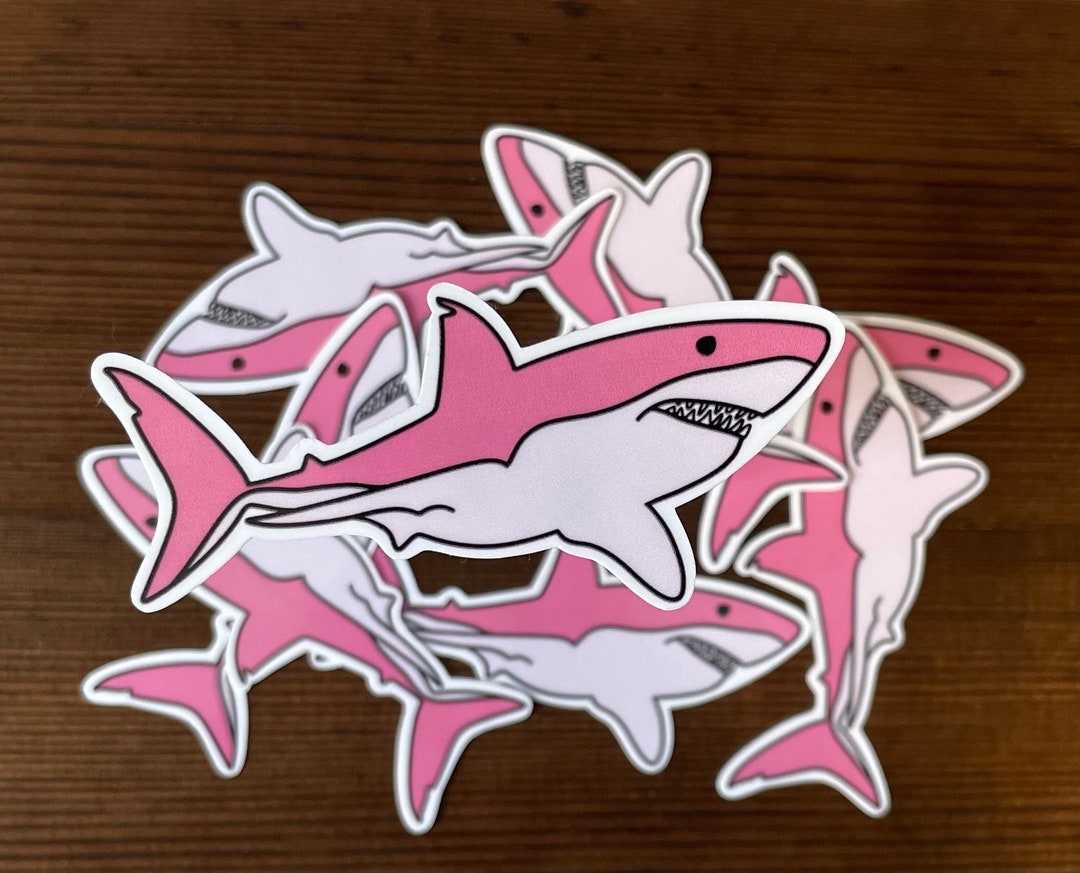 Pink Shark Sticker | Shark Sticker | Hydro Flask Sticker | Laptop ...