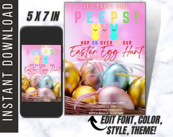 Party With My PEEPS, PEEPS Invitation, Easter Invitation Easter Egg ...