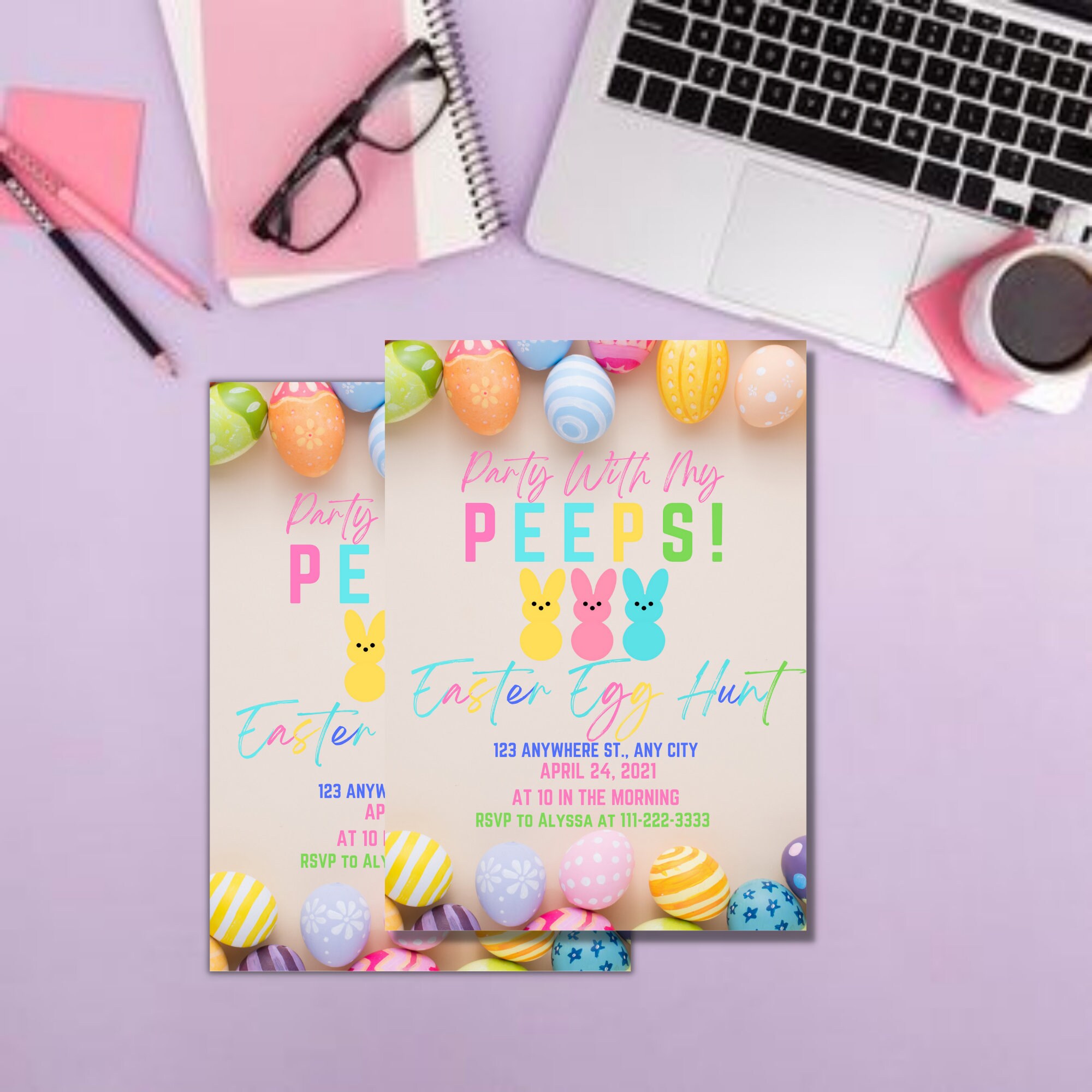 Party With My PEEPS, PEEPS Invitation, Easter Invitation Easter Egg ...