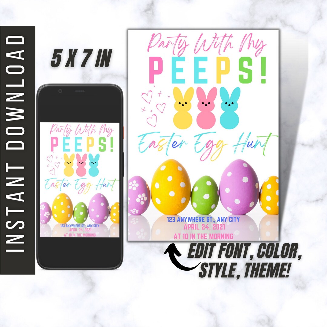 Party With My PEEPS, PEEPS Invitation, Easter Invitation Easter Egg ...