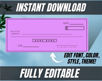 Fake Check Template - Etsy