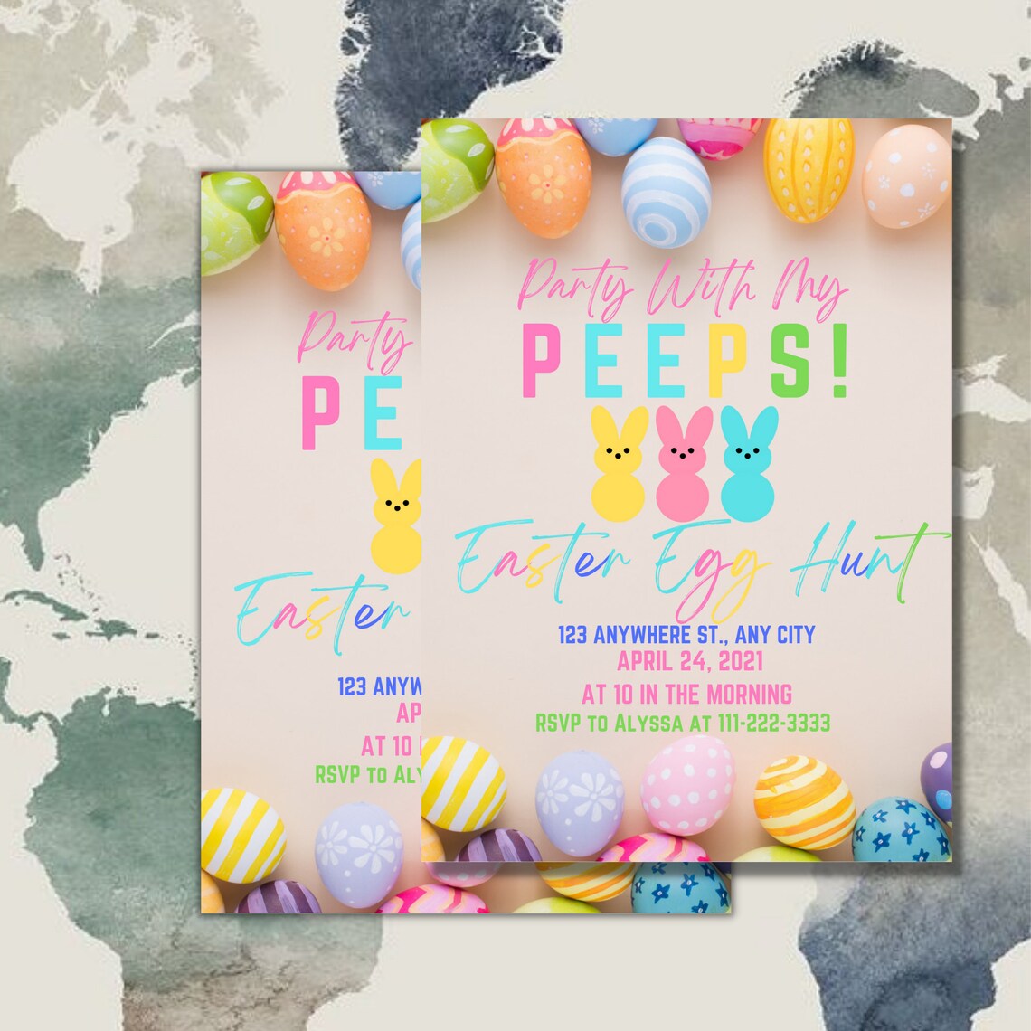 Party With My PEEPS, PEEPS Invitation, Easter Invitation Easter Egg ...