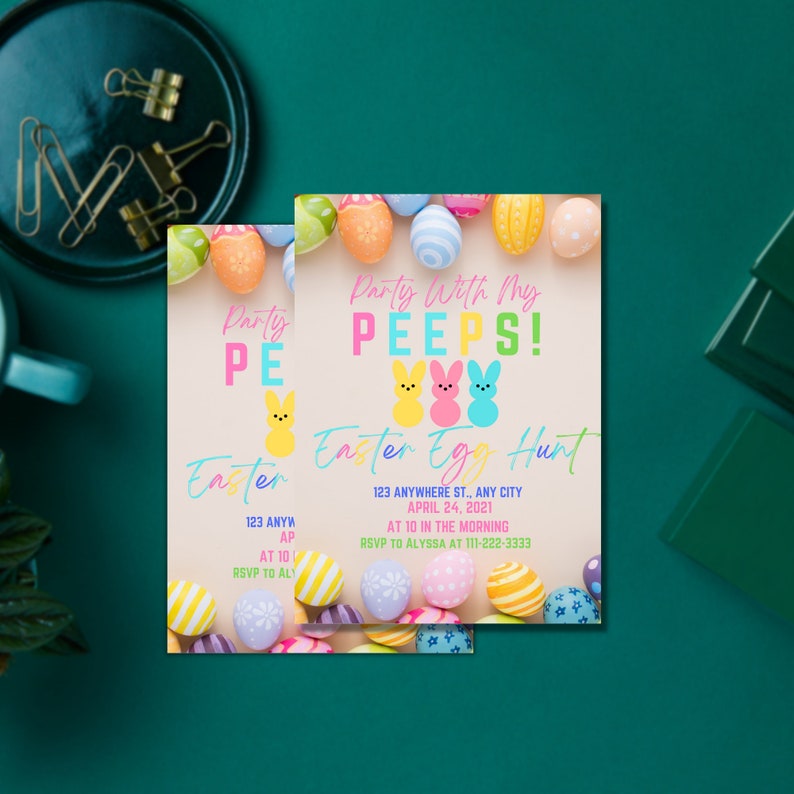 Party With My PEEPS, PEEPS Invitation, Easter Invitation Easter Egg ...