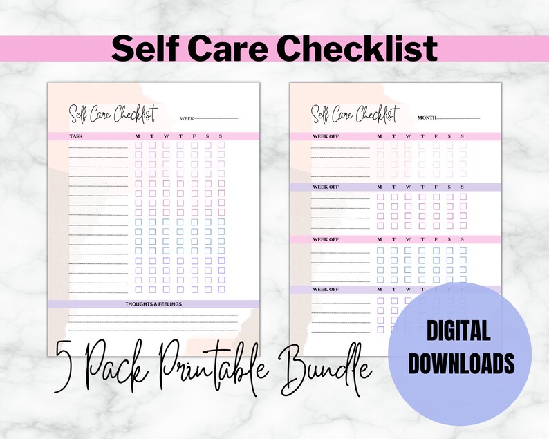 Self Care Checklist Self Care Planner Selfcare Journal Etsy