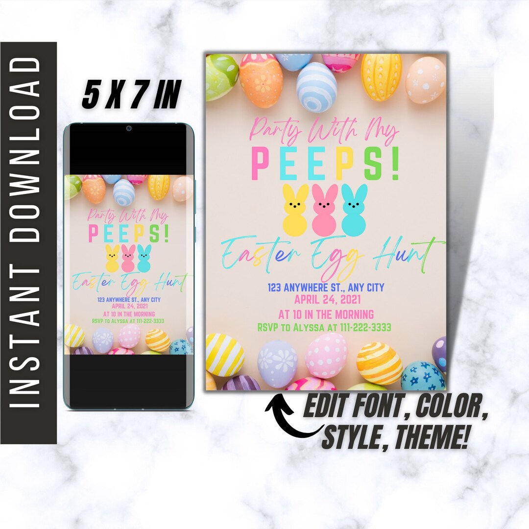 Party With My PEEPS, PEEPS Invitation, Easter Invitation Easter Egg ...