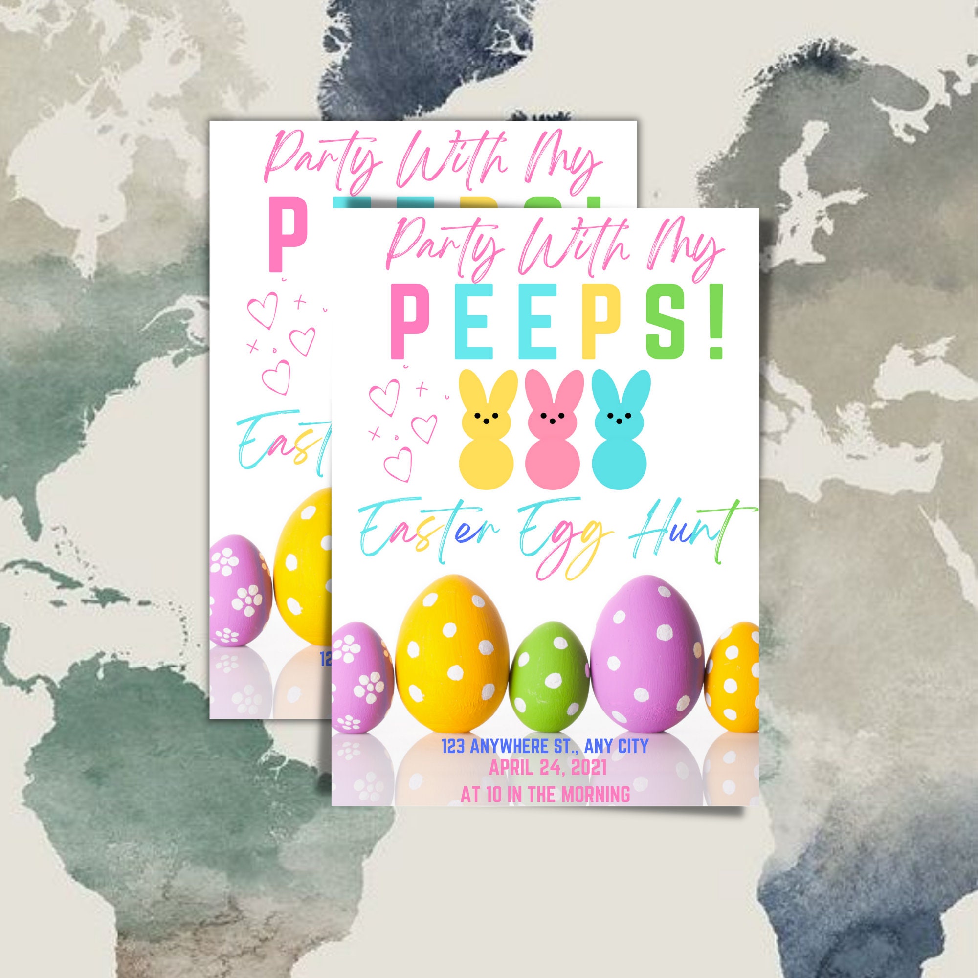 Party With My PEEPS, PEEPS Invitation, Easter Invitation Easter Egg ...
