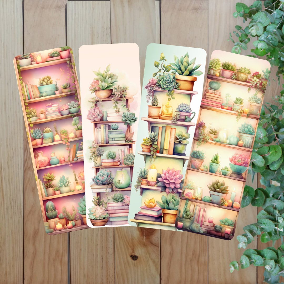 Cozy Bookshelf Bookmarks Collection, Cozy Bookmark, Handmade Bookmark ...