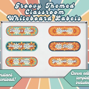 Groovy Themed Classroom Whiteboard Labels, Editable Template and PDF ...