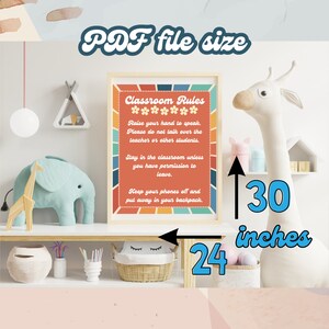 Groovy Retro Classroom Rules Poster | Digital Download PDF | Printable ...