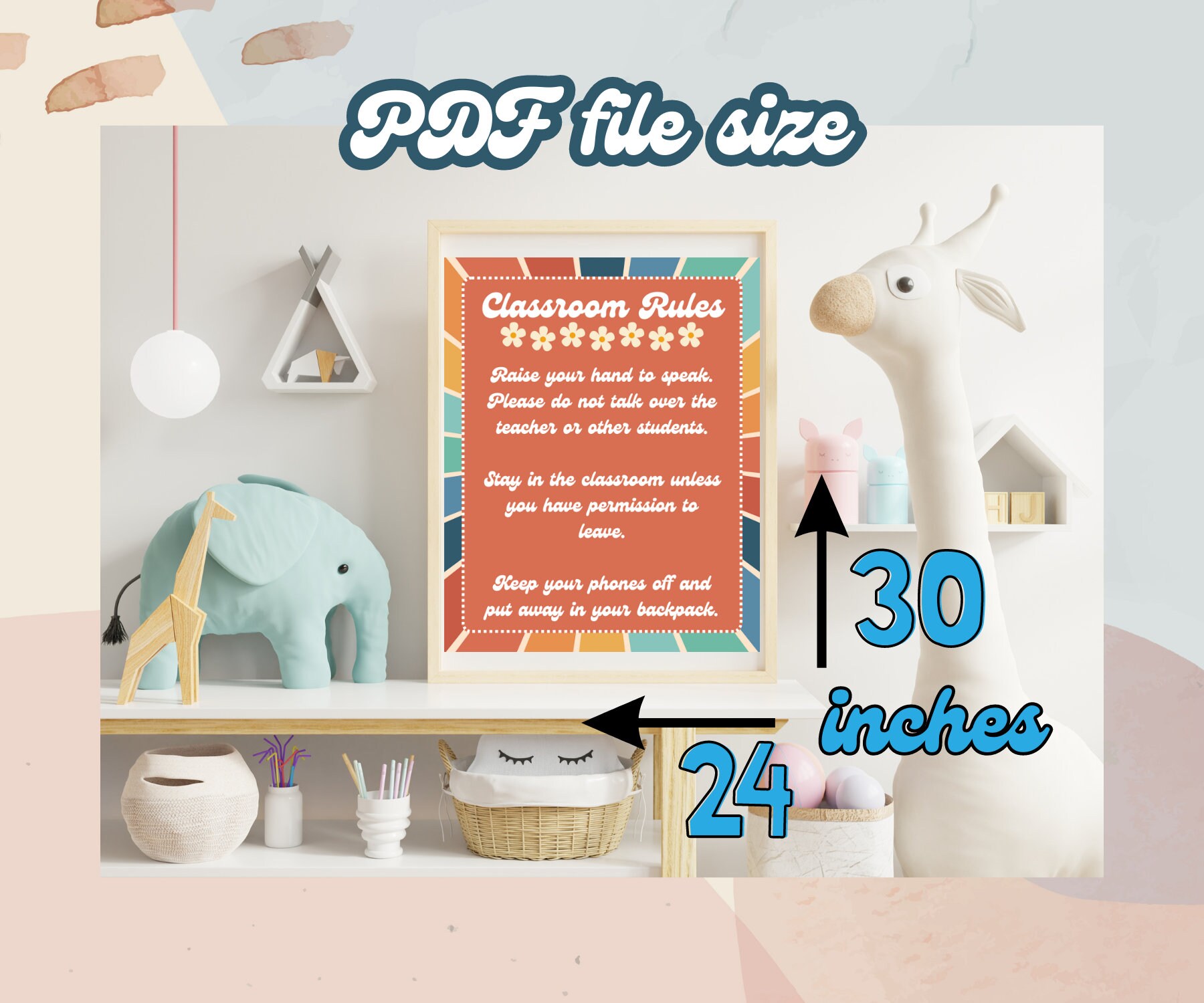 Groovy Retro Classroom Rules Poster | Digital Download PDF | Printable ...