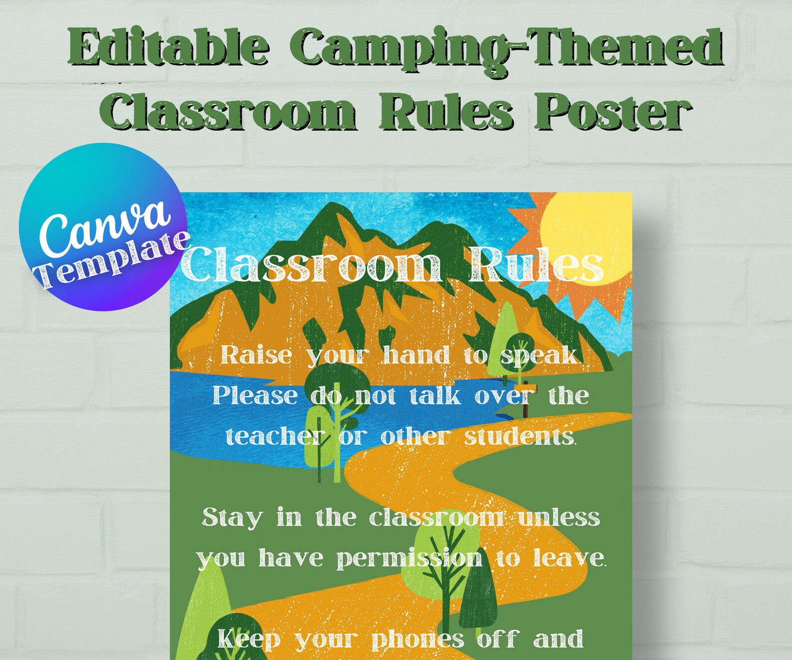 Camping-themed Classroom Rules Poster | Digital Download PDF ...