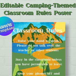 Camping-themed Classroom Rules Poster | Digital Download PDF ...