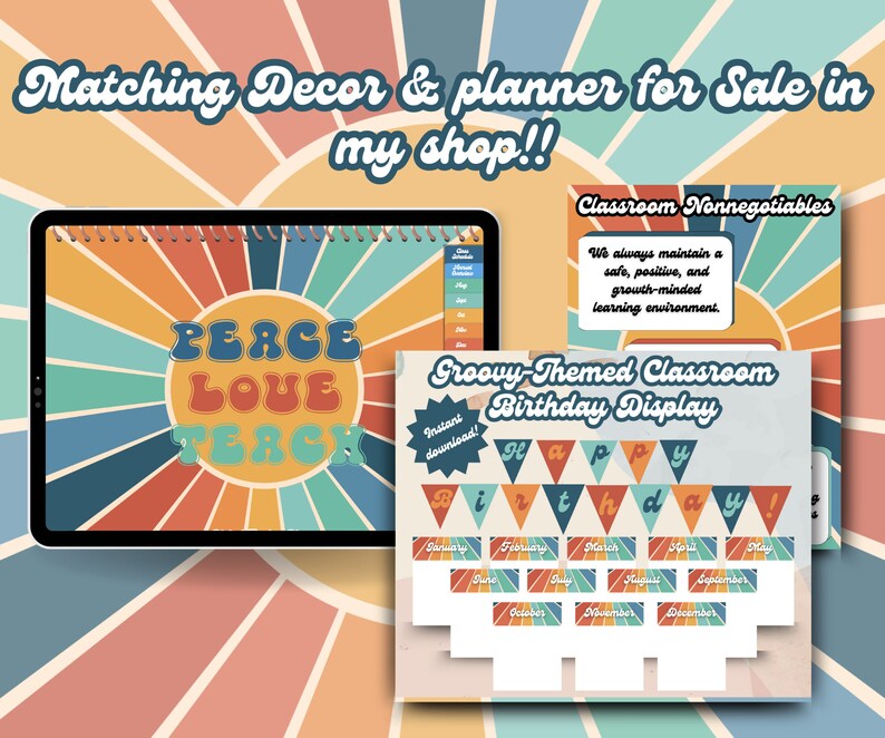 Groovy Themed Classroom Whiteboard Labels, Editable Template and PDF ...