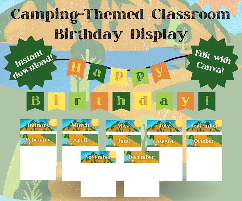 Classroom Birthday Printable Display Editable in Canva - Etsy