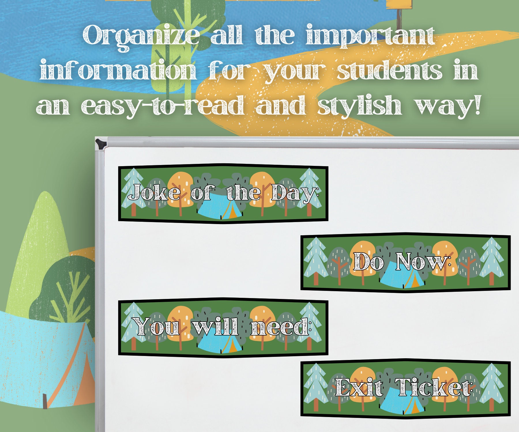 Camping Themed Classroom Whiteboard Labels, Editable Template and PDF ...