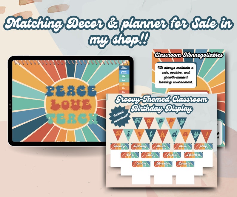 Groovy Retro Classroom Rules Poster | Digital Download PDF | Printable ...