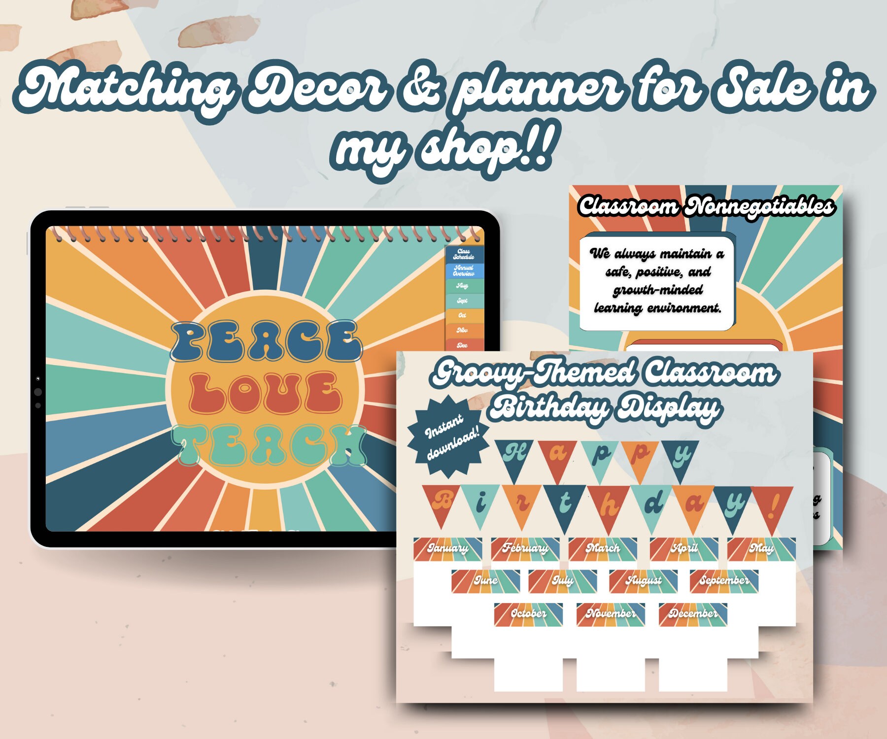 Groovy Retro Classroom Rules Poster | Digital Download PDF | Printable ...