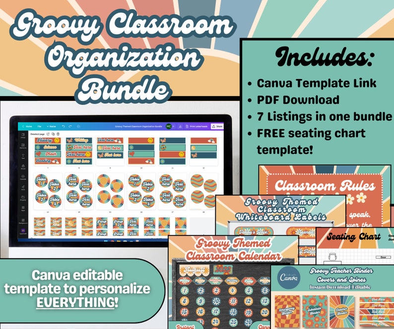 Groovy Classroom Organization Bundle - Etsy