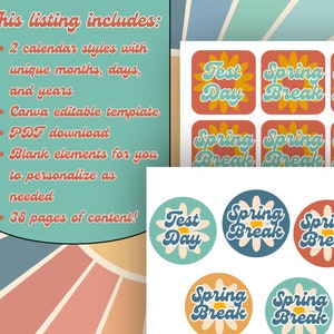 Classroom Calendar Display |printable Groovy Retro Classroom Decor ...