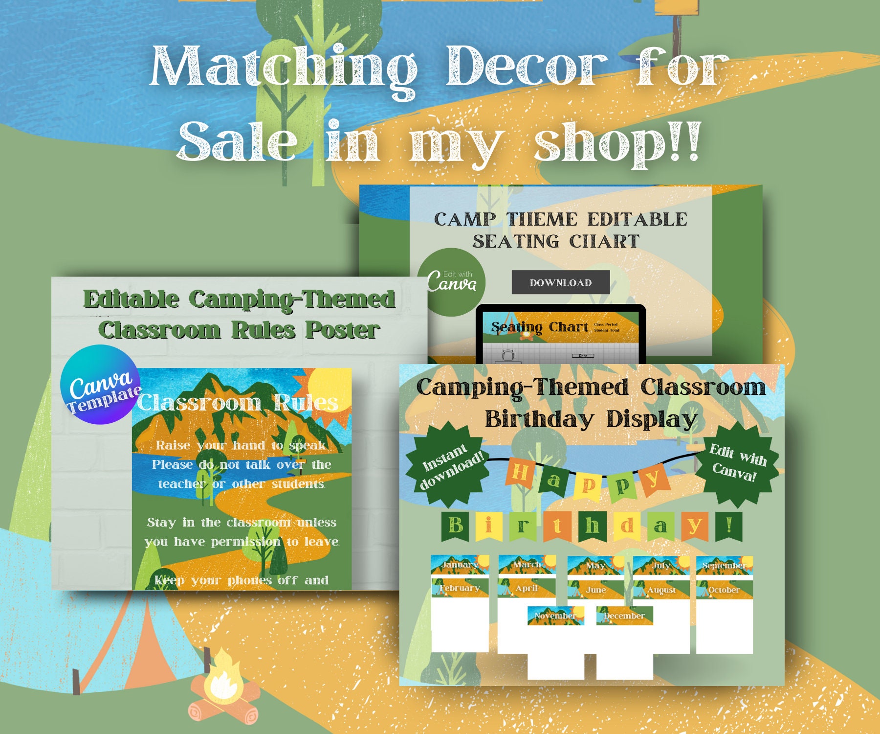 Camping Themed Classroom Whiteboard Labels, Editable Template and PDF ...
