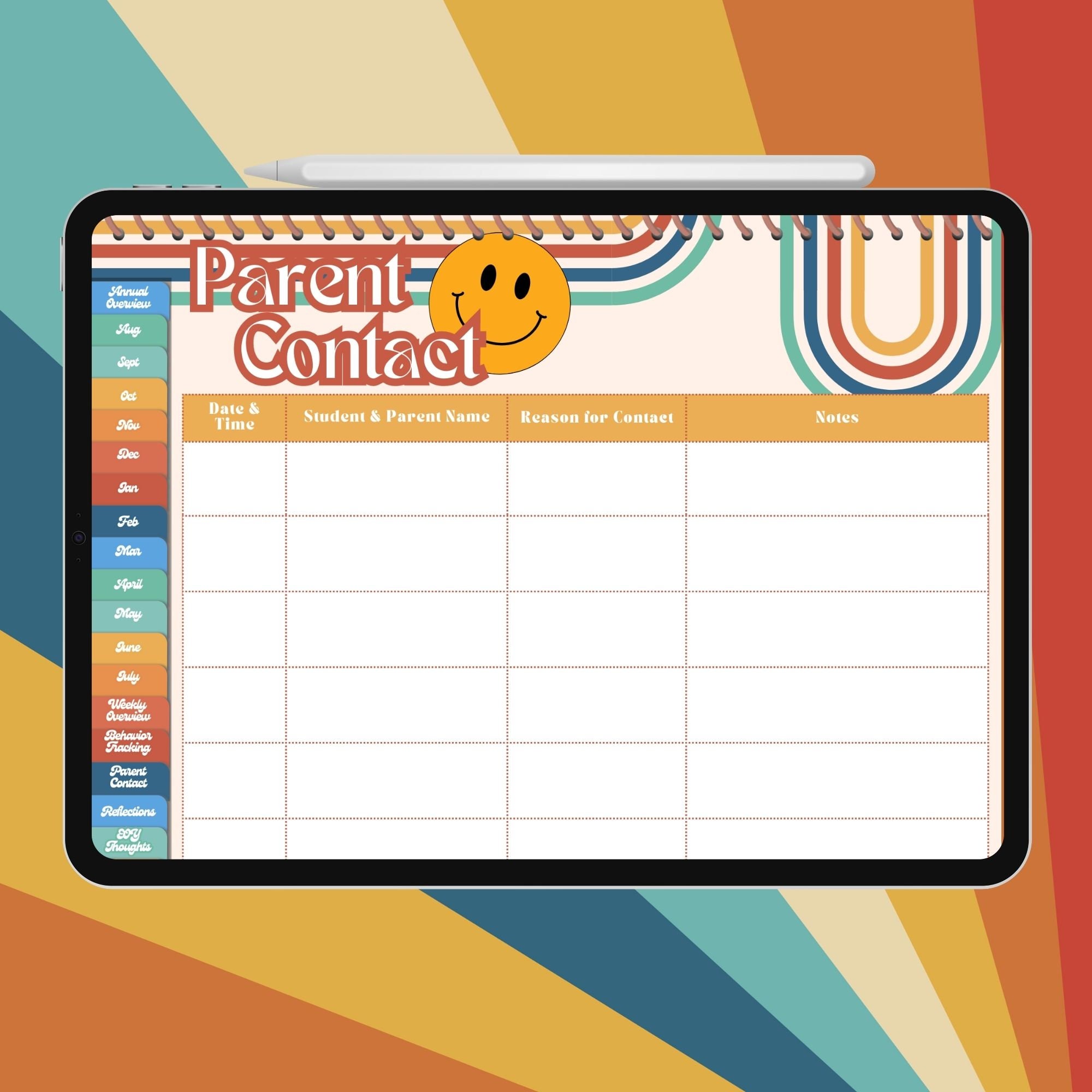 Digital Teacher Planner Groovy Theme Teacher Planner No Dates Teacher ...