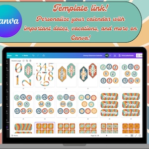 Classroom Calendar Display printable Groovy Retro Classroom Decor Pdfs ...