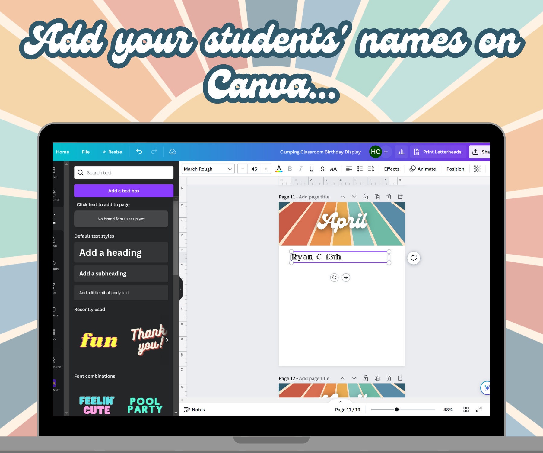 Classroom Birthday Printable Display, Editable in Canva, Groovy Retro ...