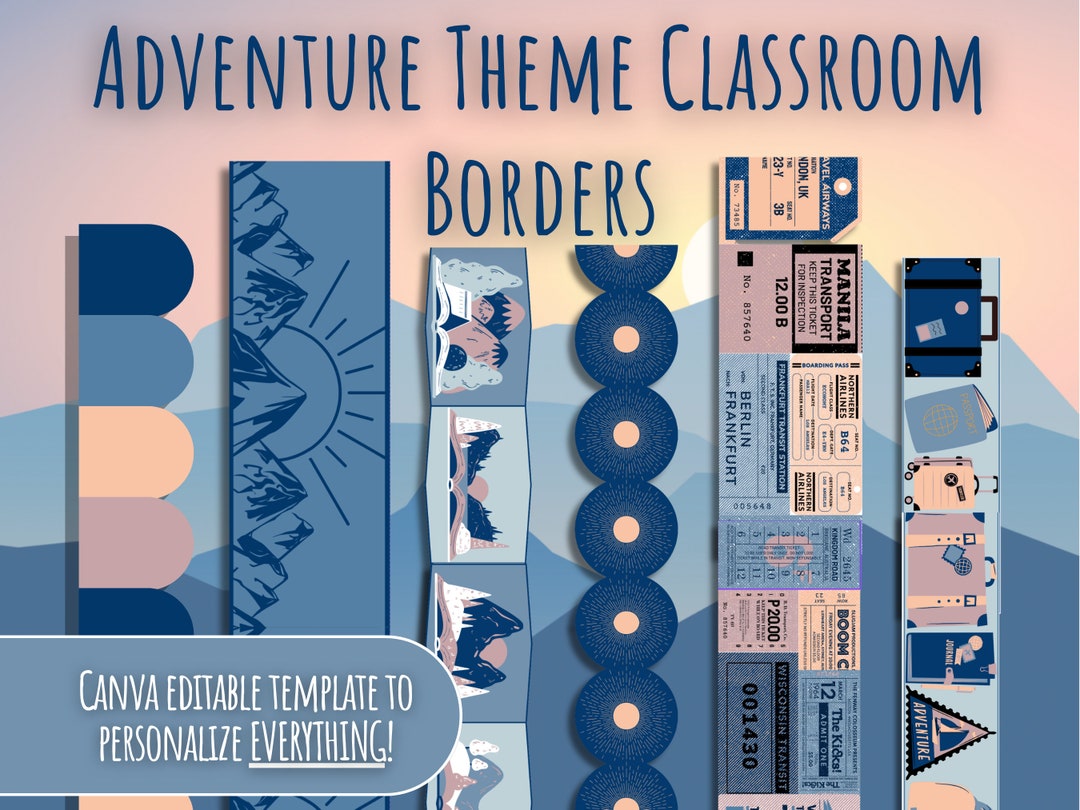 Classroom Bulletin Board Borders, Editable Canva Templates, Adventure ...