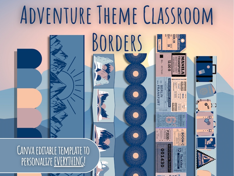 Classroom Bulletin Board Borders, Editable Canva Templates, Adventure ...