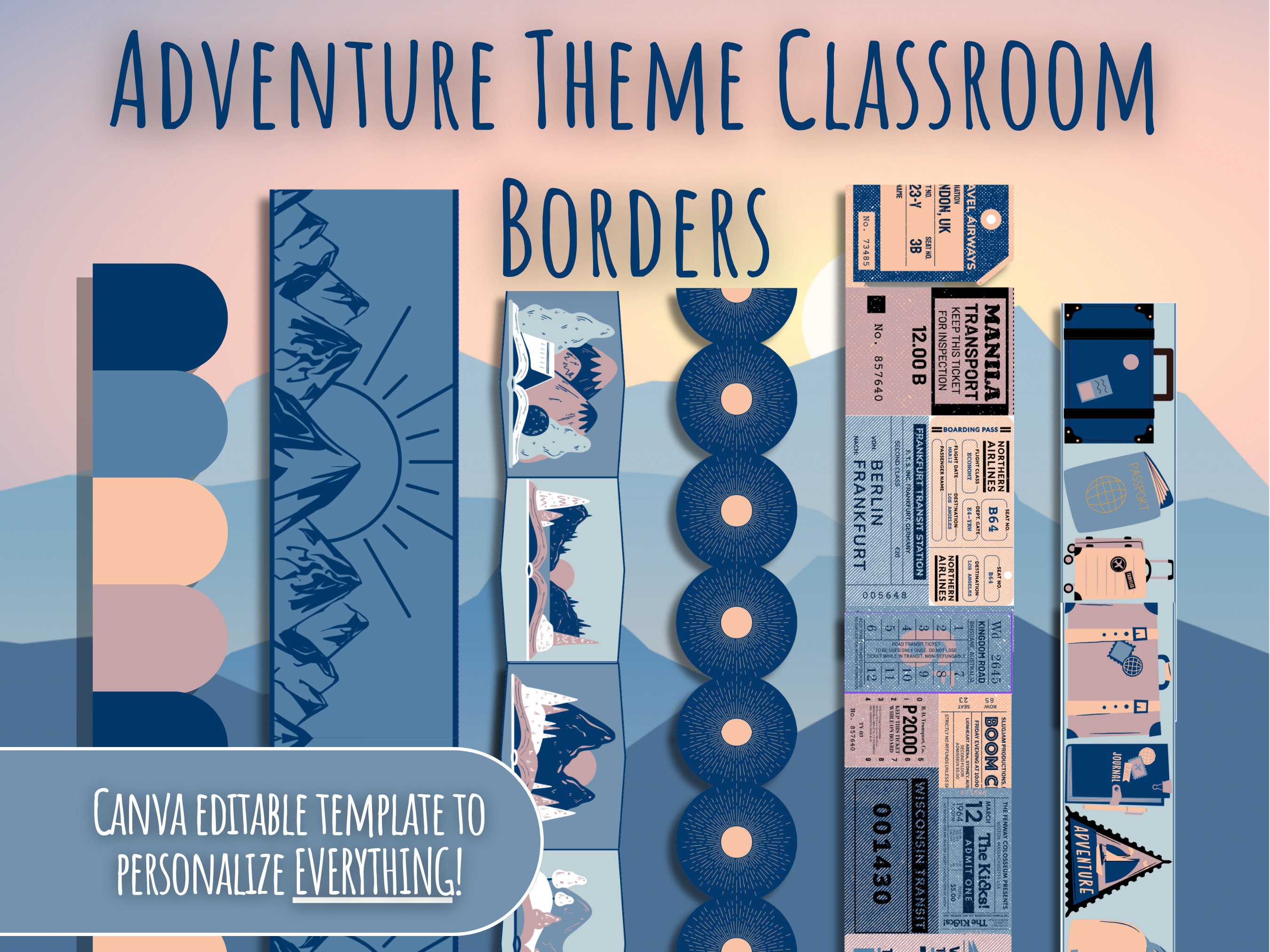 Classroom Bulletin Board Borders, Editable Canva Templates, Adventure ...