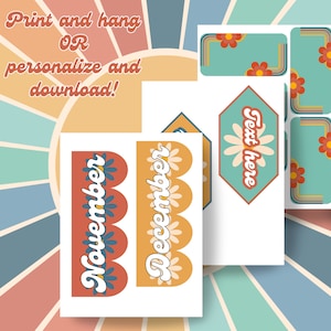 Classroom Calendar Display |printable Groovy Retro Classroom Decor ...