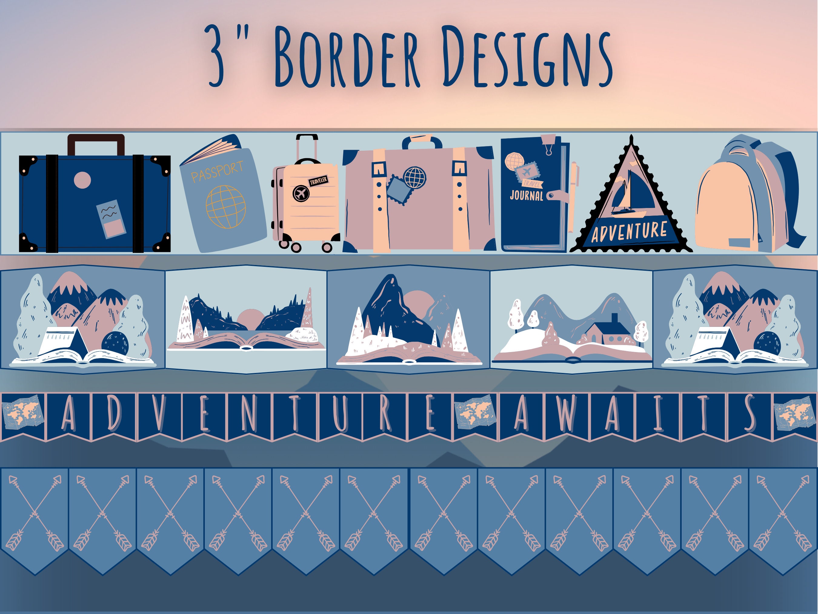 Classroom Bulletin Board Borders, Editable Canva Templates, Adventure ...