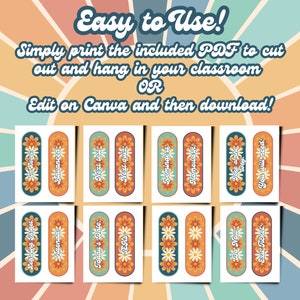 Groovy Themed Classroom Whiteboard Labels, Editable Template and PDF ...