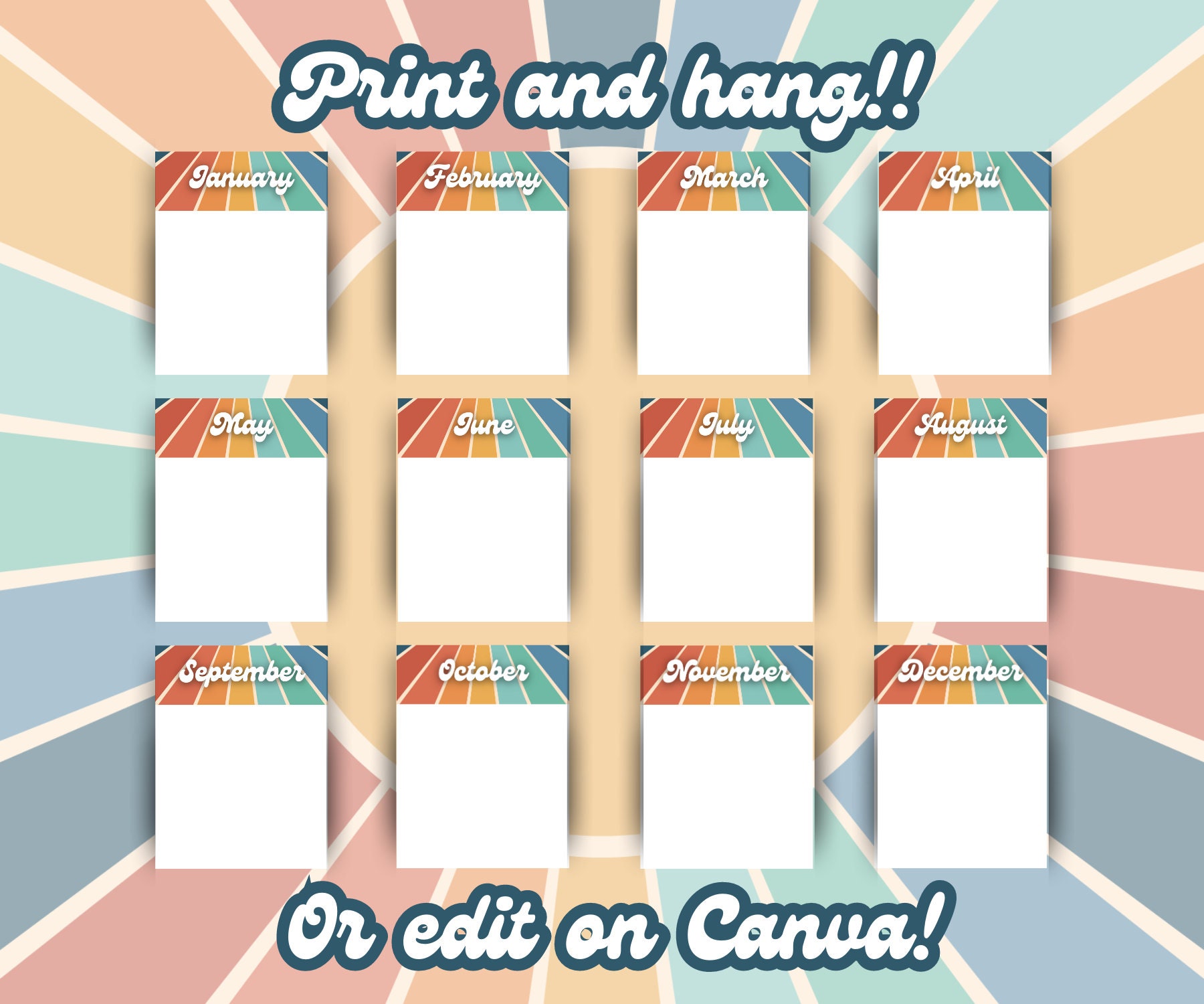 Classroom Birthday Printable Display, Editable in Canva, Groovy Retro ...