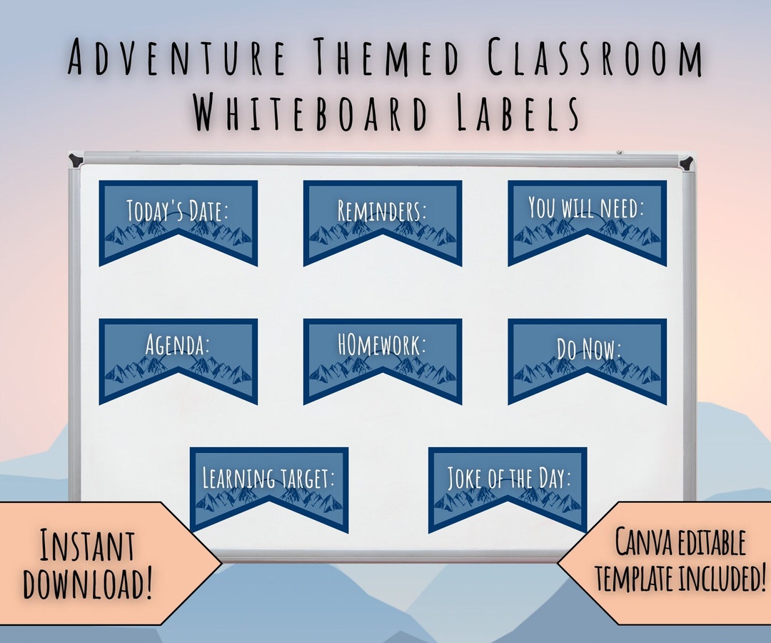 Adventure Themed Classroom Whiteboard Labels, Editable Template and PDF ...