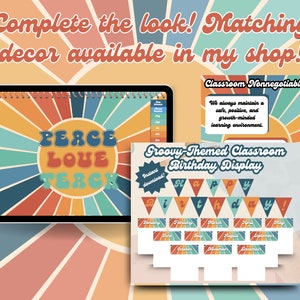 Classroom Calendar Display |printable Groovy Retro Classroom Decor ...