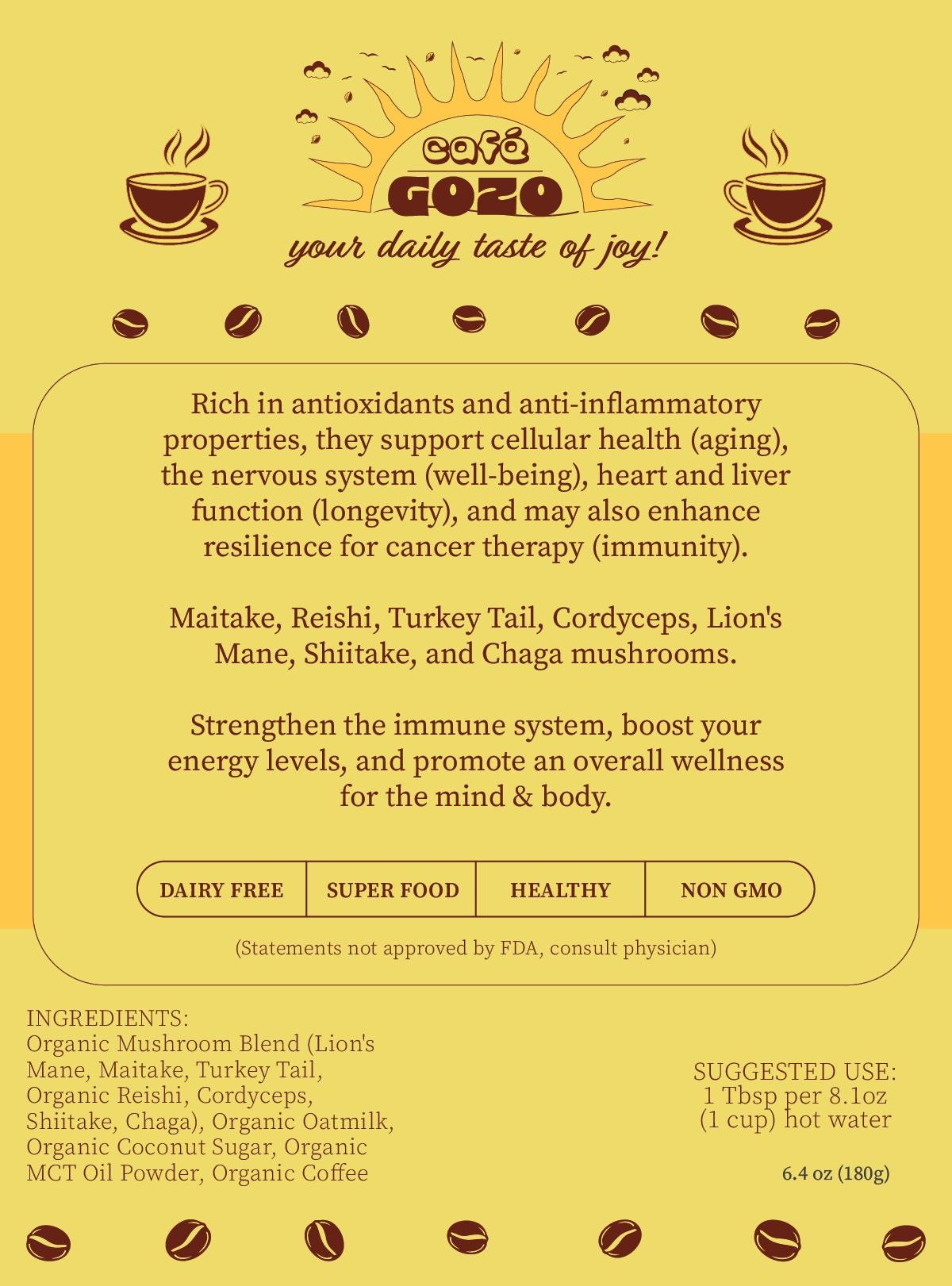 Café Gozo, Nutritional Mushroom Coffee - Etsy