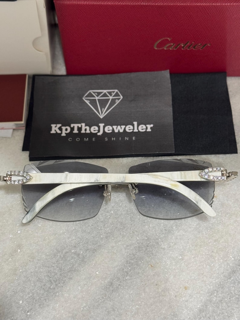 Cartier White Buffs Grey Diamond Cut Lenses - Etsy