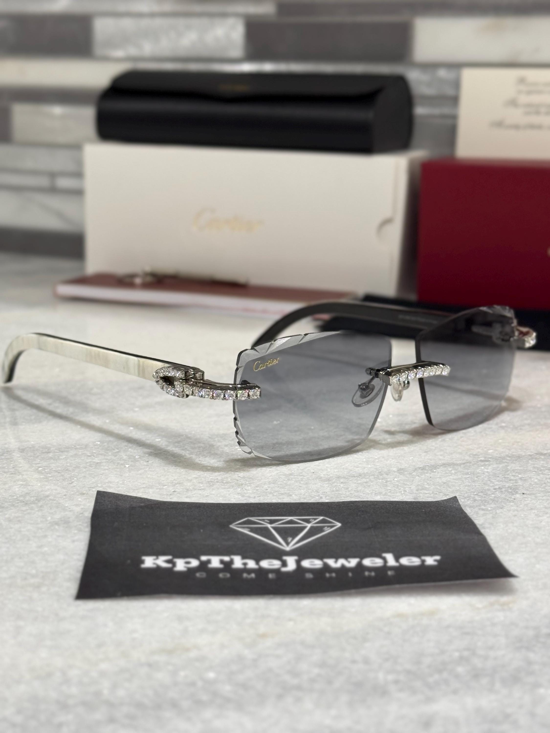 Cartier White Buffs Grey Diamond Cut Lenses - Etsy