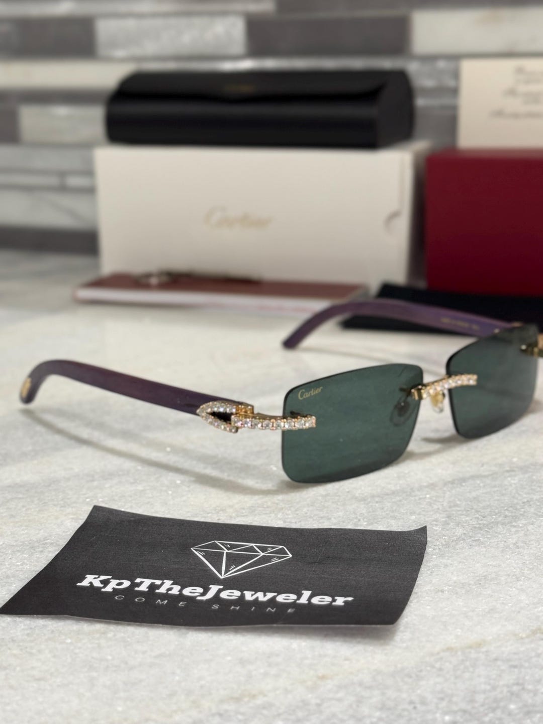 Cartier Blue Woods Black Tint Gold Trim - Etsy