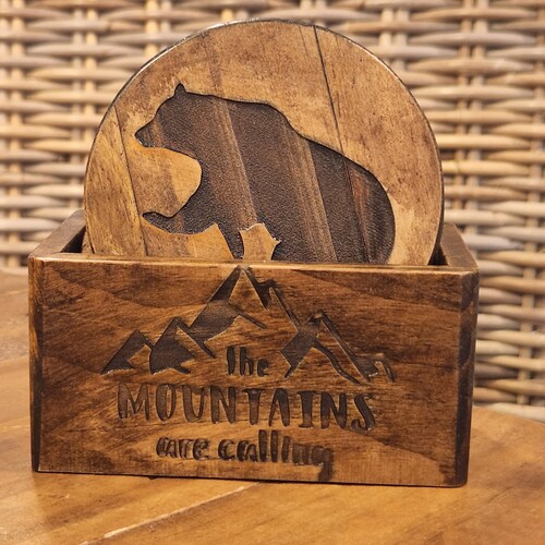 Rustic Wildlife Coasters Moose Art Bear Decor Buffalo - Etsy