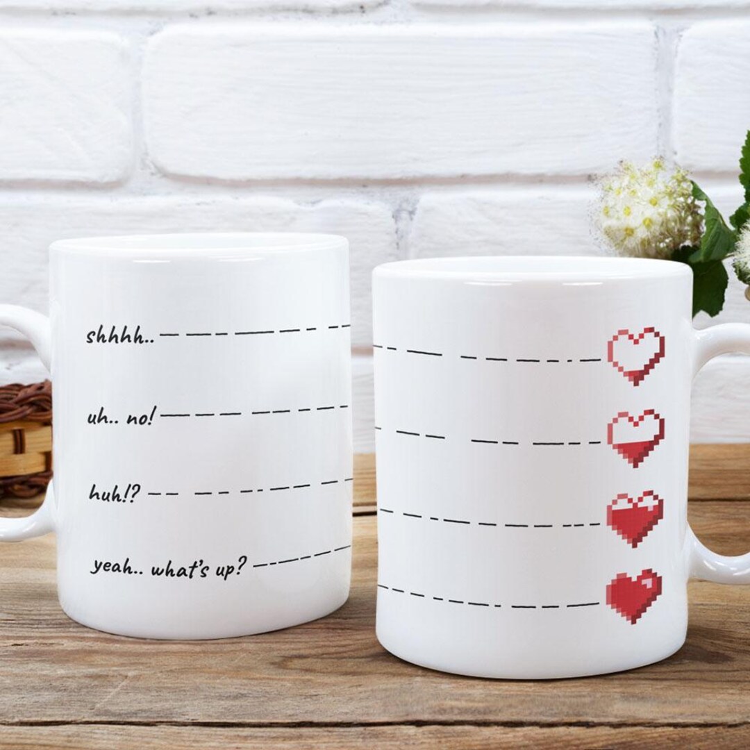 Funny Slow Morning Coffee Cup | Pixelated Hearts Mug Design, Gamer ...