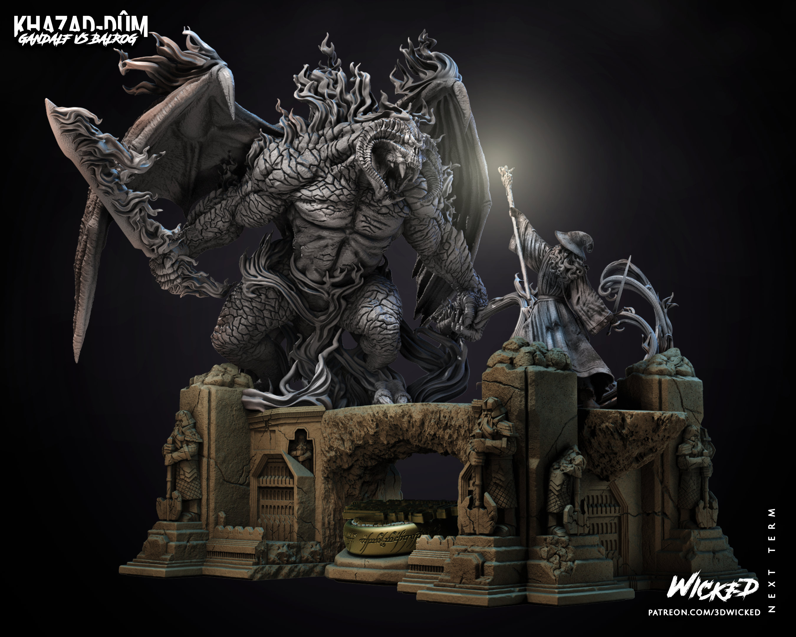 Gandalf Vs Balrog Diorama STL File for 3D Printing From Lord - Etsy UK