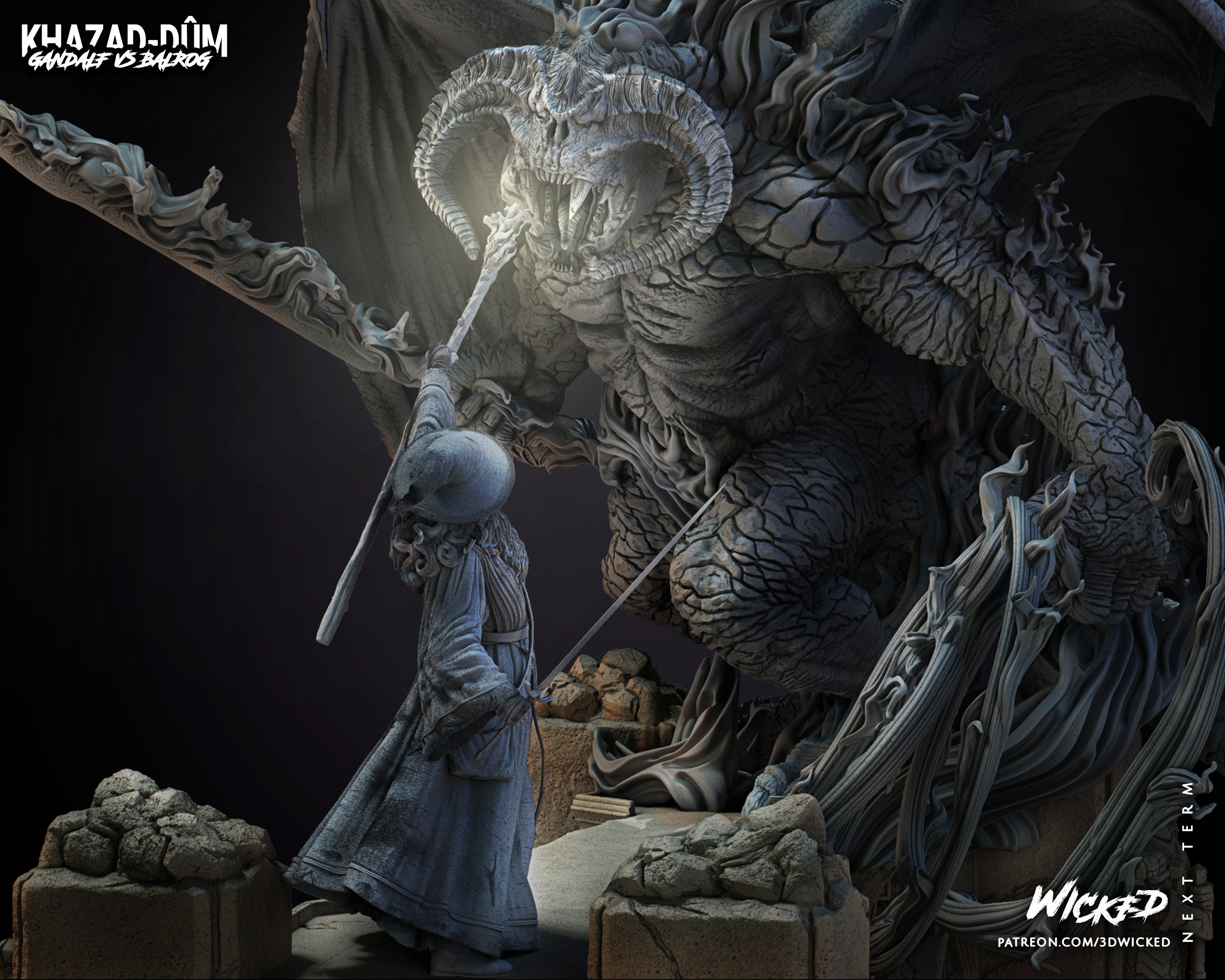 Gandalf Vs Balrog Diorama STL File for 3D Printing From Lord - Etsy UK