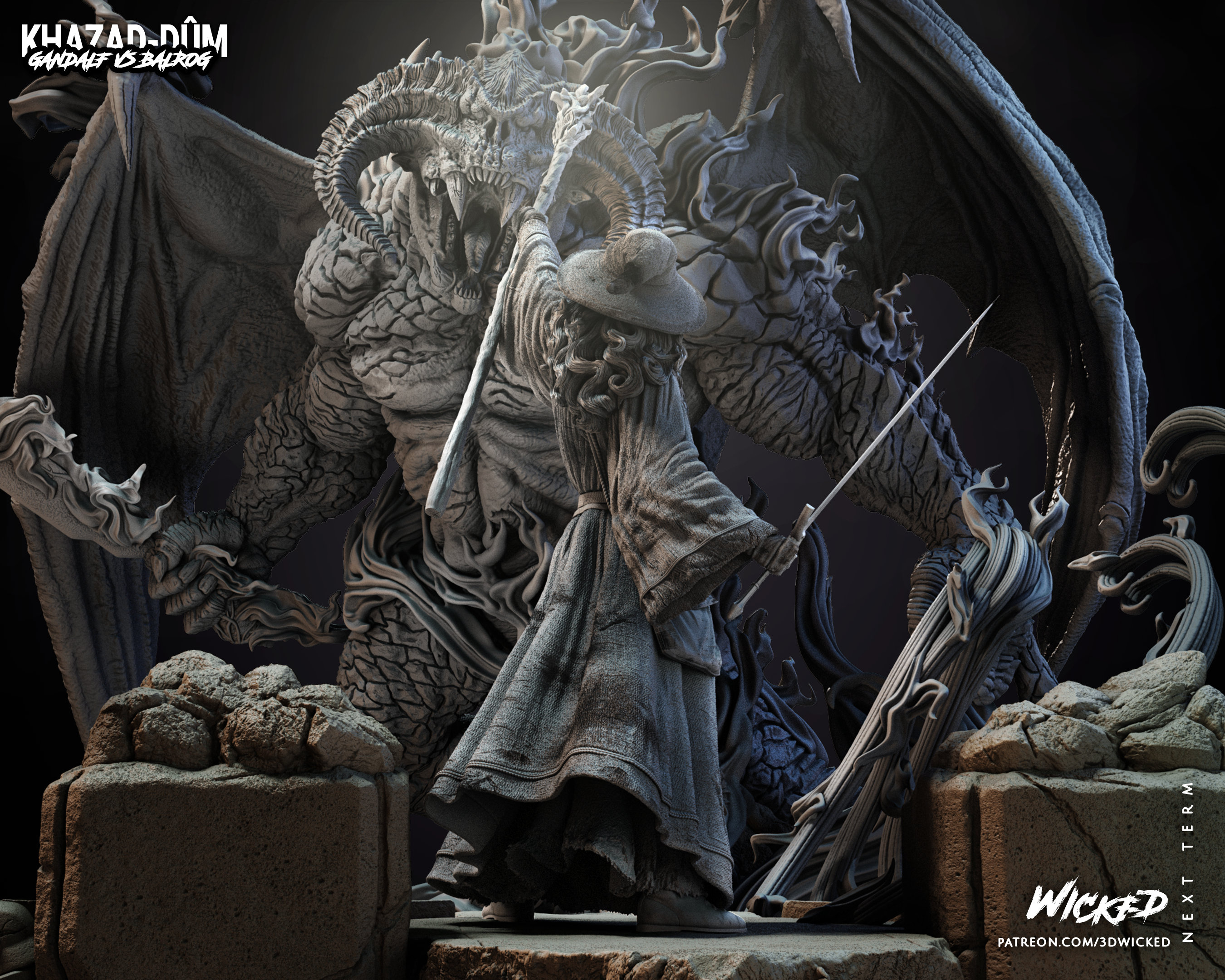 Gandalf Vs Balrog Diorama STL File for 3D Printing From Lord - Etsy UK