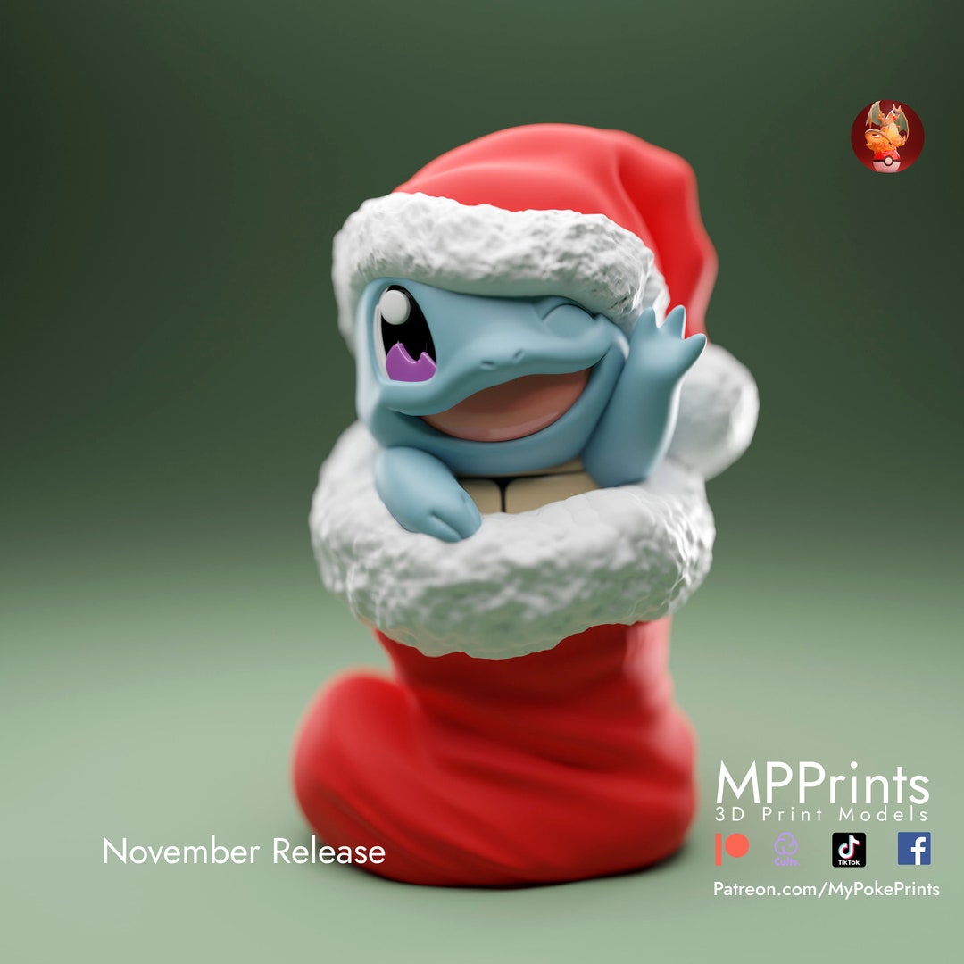 Christmas Squirtle STL 3D Printed Festive Pokémon Ornament - Etsy Canada