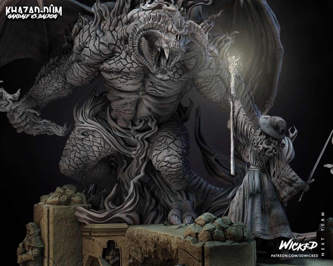 Gandalf Vs Balrog Diorama STL File for 3D Printing From Lord - Etsy UK