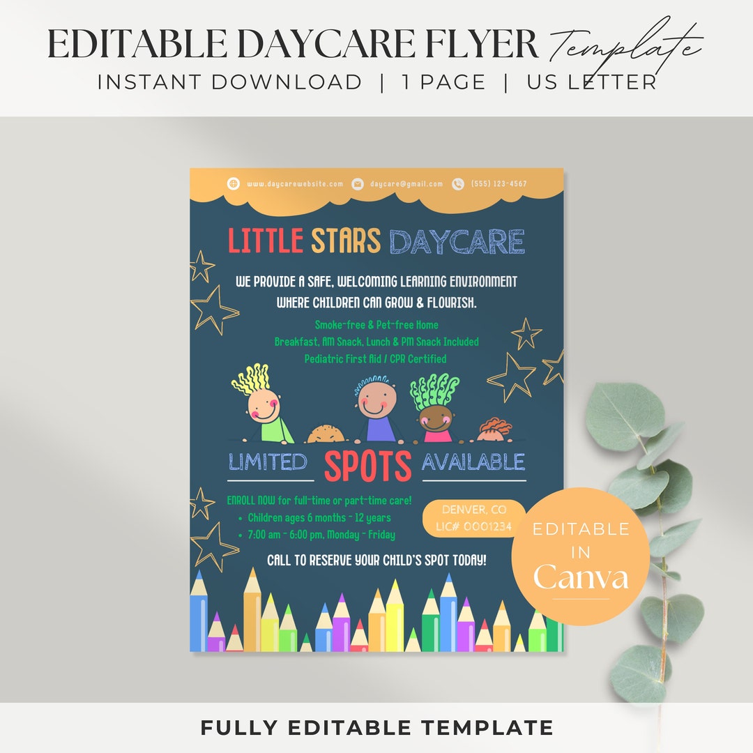 Editable Home Daycare Flyer | Daycare Flyers | Babysitting Flyer ...