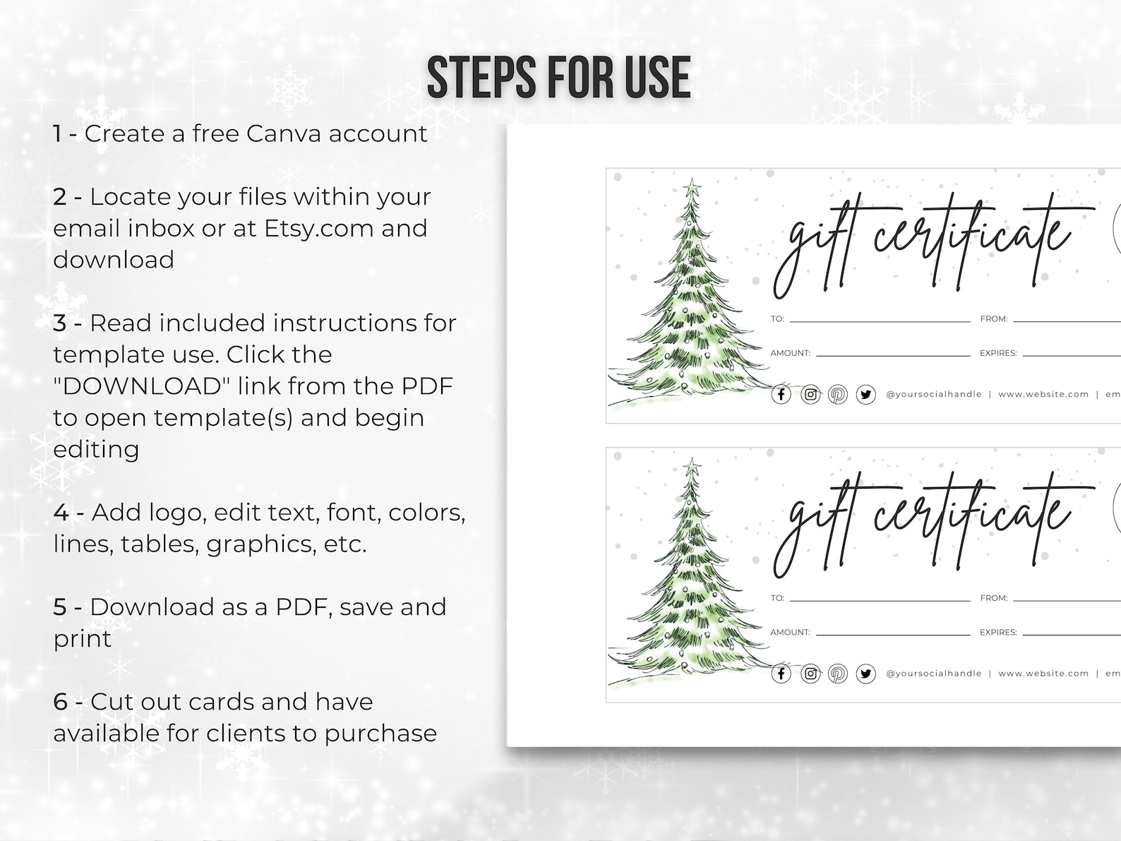 Editable Holiday Certificate Template | Gift Certificate Template ...