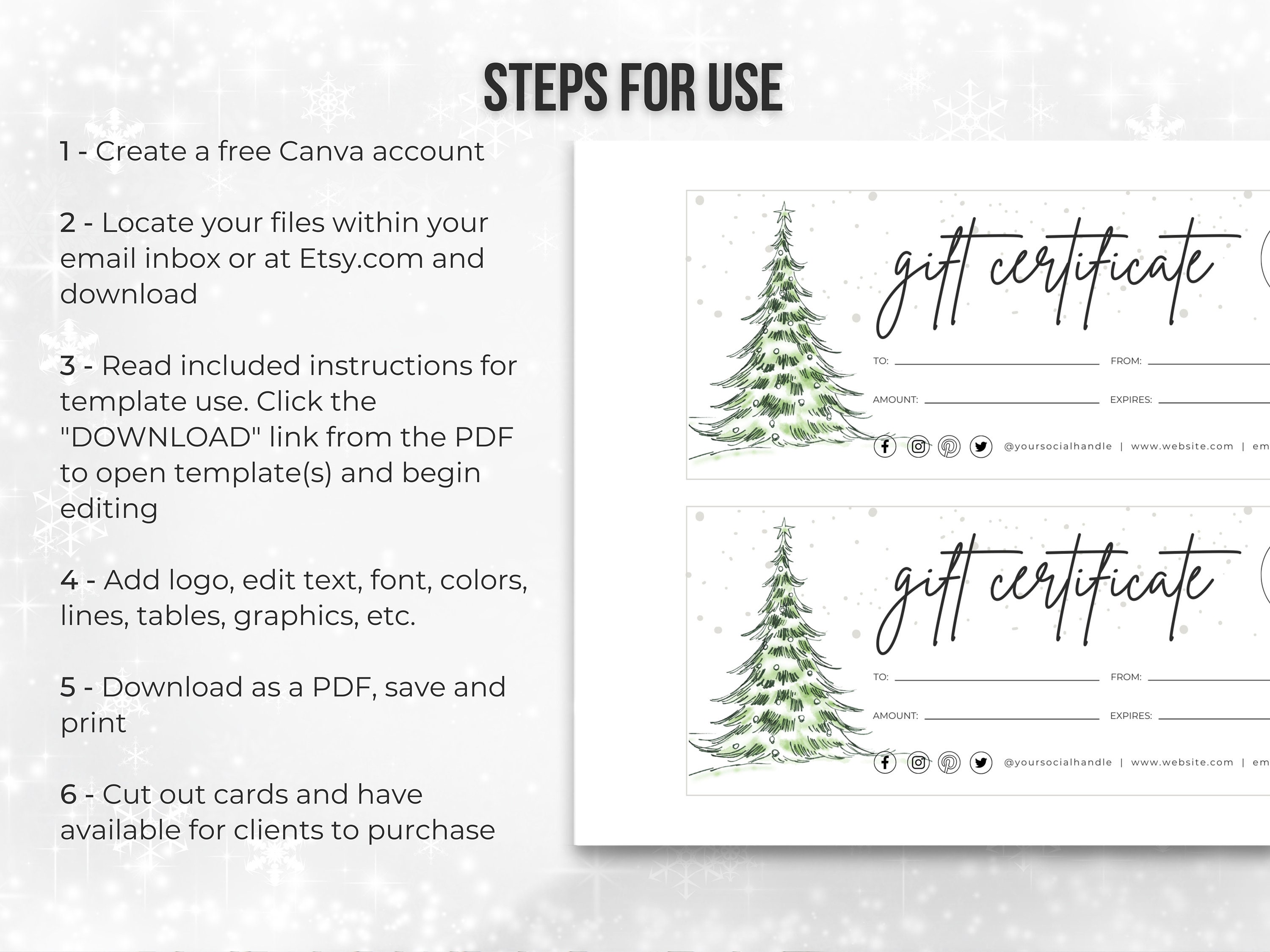 Editable Holiday Certificate Template | Gift Certificate Template ...